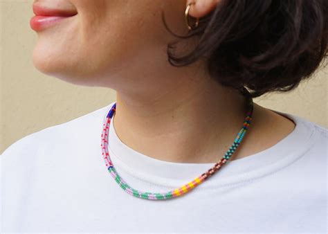 Handmade Jewelry Beaded Necklace Seed Bead Necklace Colorful Beaded Jewelry Bohemian Necklace