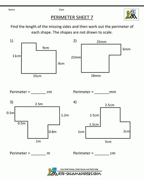 Free Printable 6th Grade Math Worksheets Perimeter Math Worksheets