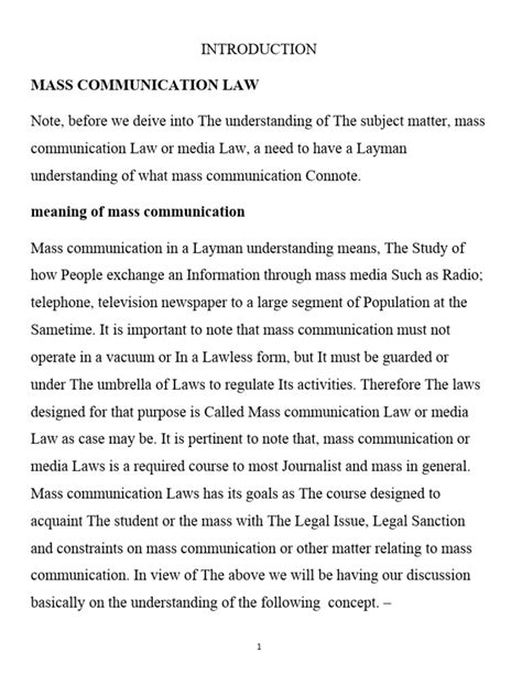 Understanding Mass Communication Law Pdf Social Science Law