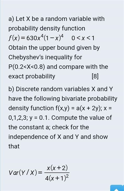 Solved A Let X Be A Random Variable With Probability