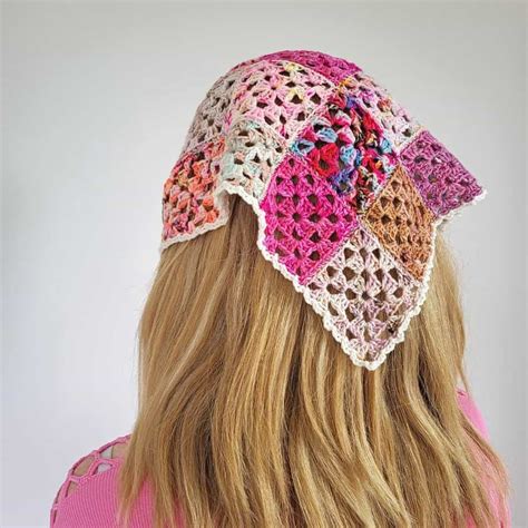 Patchwork Crochet Bandana Head Scarf Free Pattern Annie Design Crochet