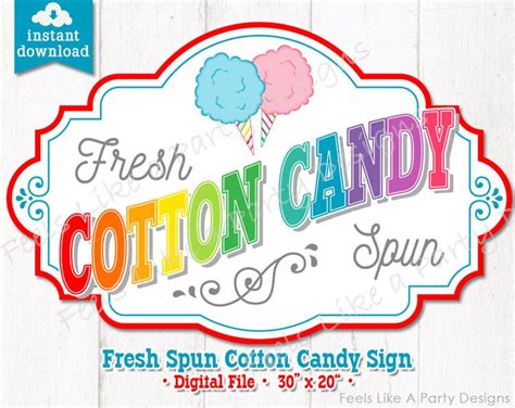 Colorful Cotton Candy Sign Diy Instant Download Cotton Candy Banner