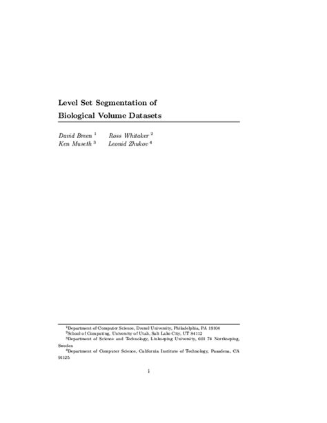 Pdf Level Set Segmentation Of Biological Volume Datasets