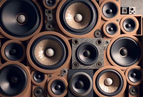 Premium Ai Image A Large Stack Of Vintage Music Audio Speakers Generative Ai