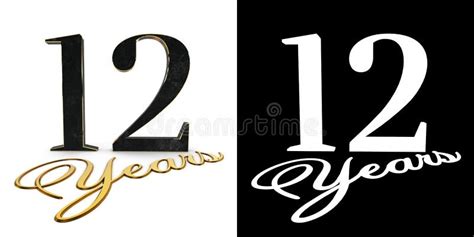 Golden Number Twelve Number 12 And The Inscription Years With Drop