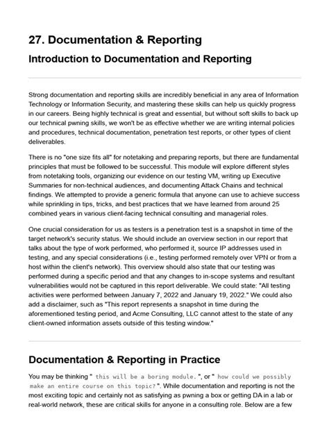 27 Documentationandreporting Pdf Penetration Test Computer Security