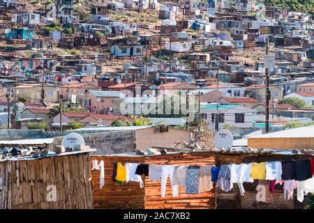 Impoverished Shanty Town Tin Shacks Black African Township And Area