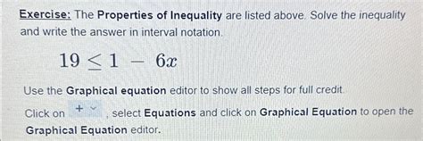 Solved Exercise The Properties Of Inequality Are Listed