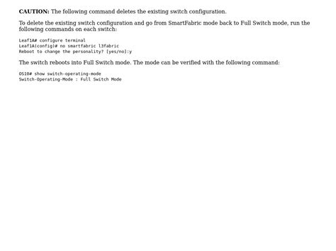 Return To Full Switch Mode Dell Networking Smartfabric Services