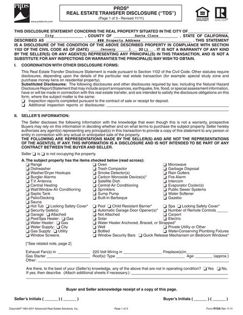 Real Estate Transfer Disclosure Statement Rtds Pdf