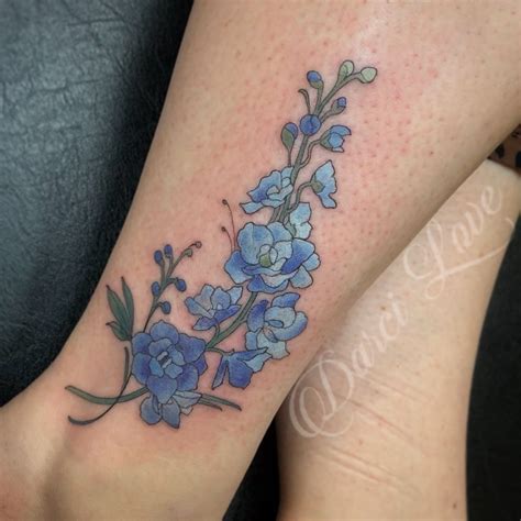 Watercolor Larkspur Tattoo