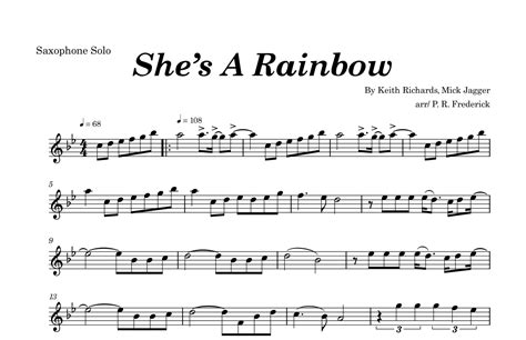 Shes A Rainbow Arr P R Frederick By The Rolling Stones Sheet