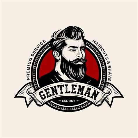 Beard Logo Vector Illustration Barbershop Logo Template Haircut Men