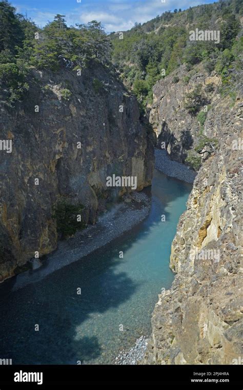 Chile El Maiten View From The Puente Rio Maiten Bridge Where The River Has Carved Out A Deep