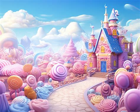 Pink Blue Candyland Ai Generative Stock Illustrations 87 Pink Blue