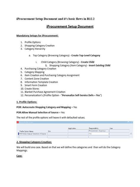Iprocurement Setup Document And It Pdf Procurement Commodity