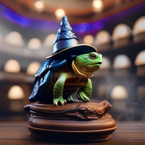 A Turtle As A Wizard In A Robe And Hat Casting A Magical Spell3 Stock Illustration
