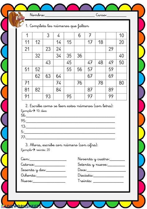 Numeración Hasta 100 Ficha Interactiva