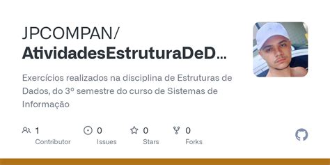 Github Jpcompanatividadesestruturadedados Exercícios Realizados Na Disciplina De Estruturas