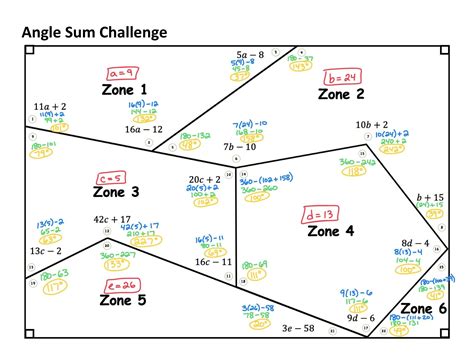 Angle Sum Challenge Worksheet 6 With Answer Key Tpt