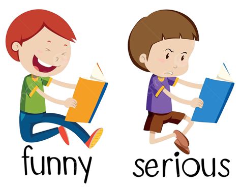 Wordcard Oposto Para Infância De Clipart De Caminho Engraçado E Sério
