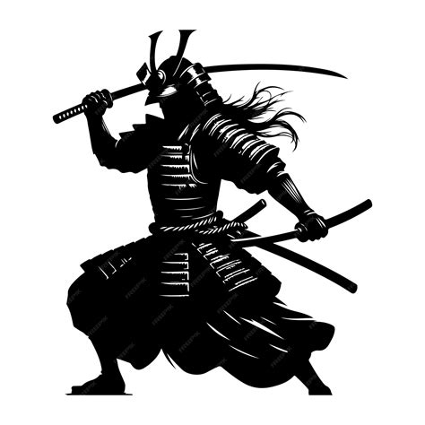 Samurai Warrior Silhouette Vector Illustration Premium Ai Generated