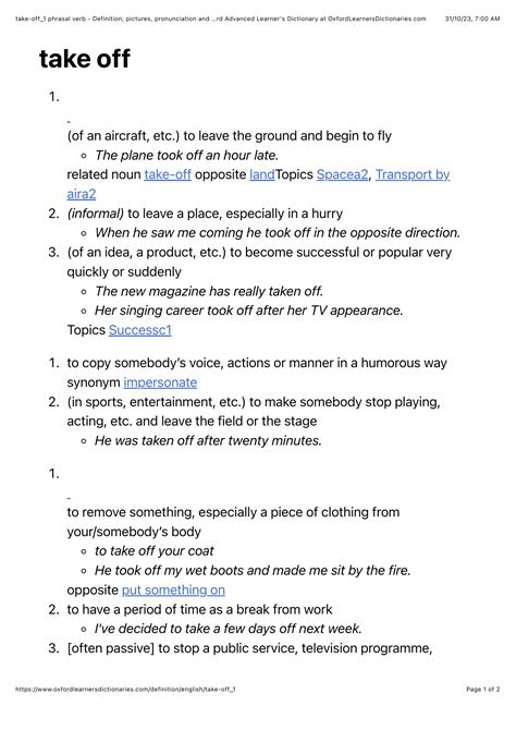 Take Off Synonym