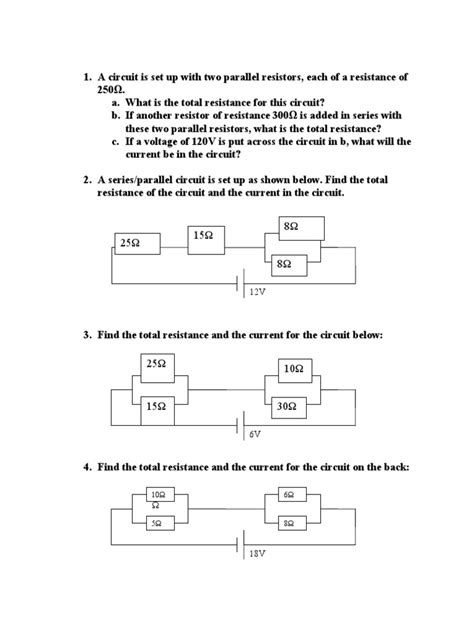Parallel Circuits Worksheet