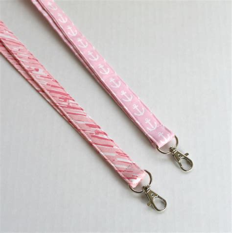 Pink White Lanyard Pink Anchor Lanyard Long Key Lanyard Id Strap