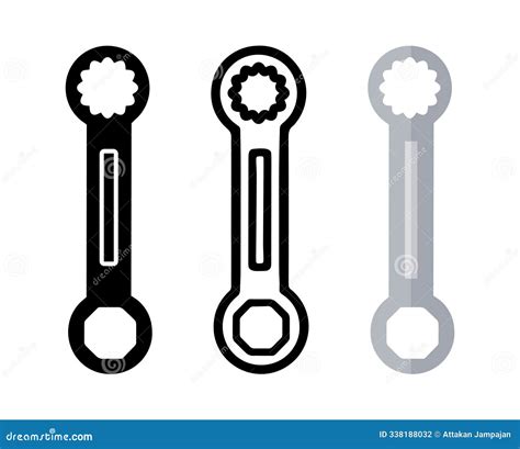 Ratchet And Spanner Vector Icon Illustration With Outline For Design Element Clip Art Web