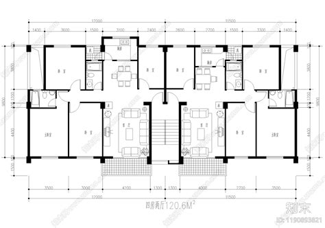建筑平面图户型图四室两厅两卫一梯两户施工图施工图下载 Id1190893821【知末网】 建筑平面图户型图四室两厅两卫一梯两户施工图施工图下载 Id1190893821【知末网】