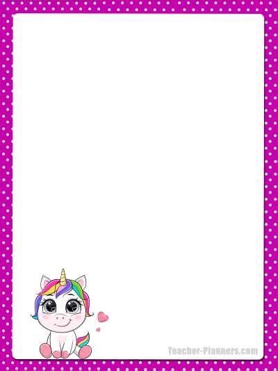 Cute Unicorn Stationery Free Printable Unlined Paper Timesaver