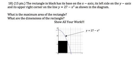 solved 18 15 pts the rectangle in black has its base on the x axis