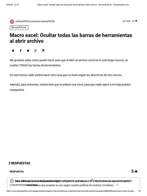 Macro Excel Ocultar Todas Las Barras De Herramientas Al Abrir Archivo Microsoft Excel Pdf