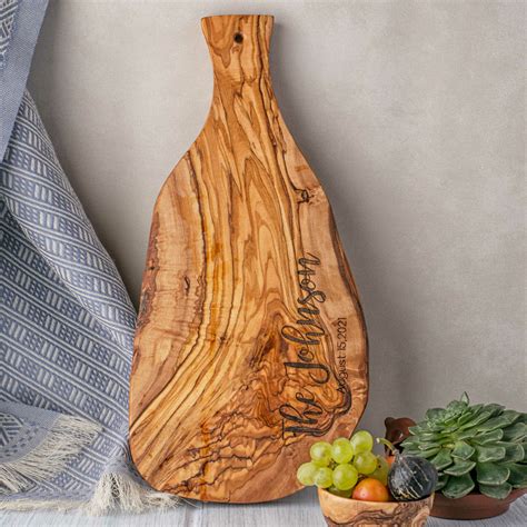 Personalized Olive Wood Serving Charcuterie Board 15″ Forest Decor