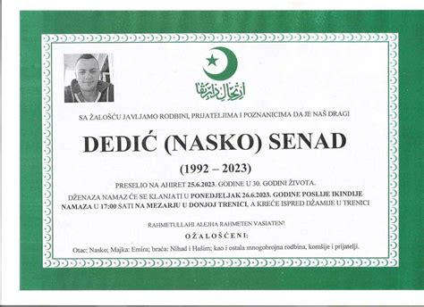 Preminuo Senad Dedić