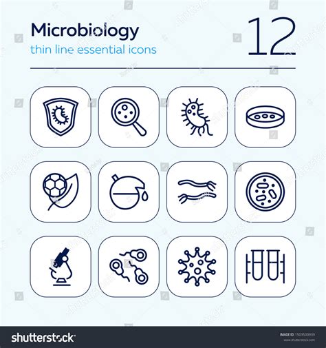 Microbiology Icon Set Line Icon On Stock Vector Royalty Free