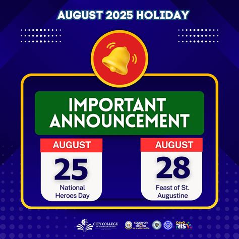 𝗪𝗔𝗟𝗔𝗡𝗚 𝗣𝗔𝗦𝗢𝗞 𝗔𝗟𝗘𝗥𝗧 🚨 𝐀𝐔𝐆𝐔𝐒𝐓 𝐇𝐎𝐋𝐈𝐃𝐀𝐘𝐒 Heads Up Cccdo Tstians 🗓️ Here