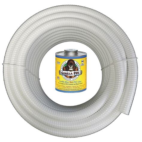 1 12 In X 50 Ft White Pvc Schedule 40 Flexible Pipe With Gorilla Gl