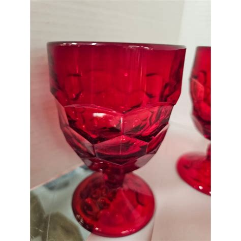 Mid Century Modern Viking Glass Ruby Red Goblets Attributed Set Of 10 Chairish
