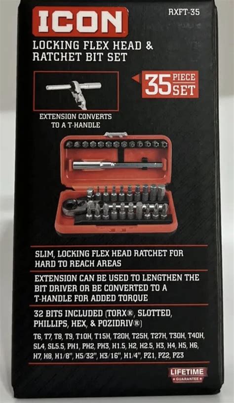 Icon Locking Flex Head Ratchet And Bit Set 35 Piece Rare Item To Keep