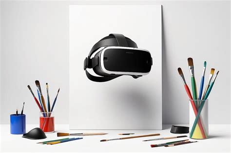 Premium Photo Art School Vr Class Paint With 3d Brushes In Blank Mockup
