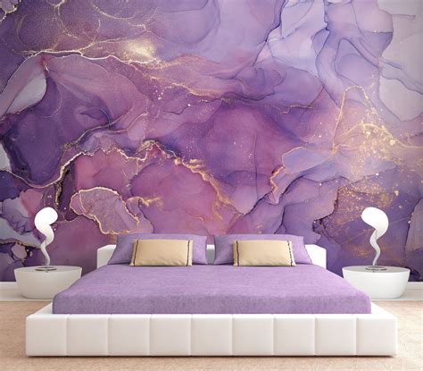 Purple Marble Wallpaper Peel And Stick Removable Or Traditional