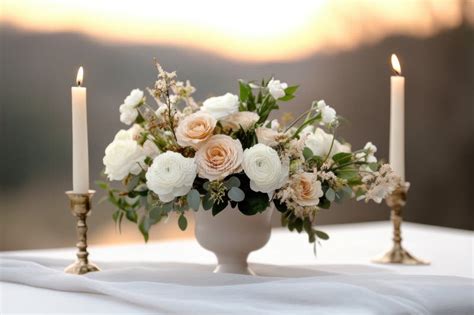 Spring Wedding Dcor Elegant Spring Wedding Centerpiece Featuring Wildflowers And Candles On A