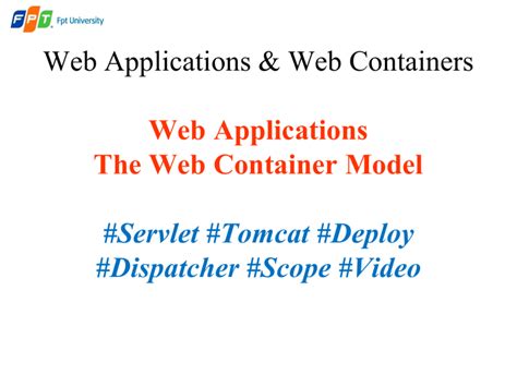 Web Applications And Web Containers Servlet Tomcat Deploy