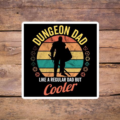 Dnd Dungeon Dad Long 4 X 4 Sticker Dandd Fathers Day Or Birthday T