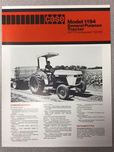 Case 1194 Tractor Sales Brochure Sps Parts