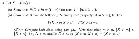 Solved XGeo P Show That P X K P K For Each Chegg