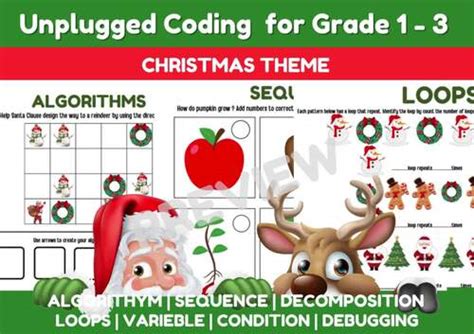 Unplugged Coding For Grades 1 3 Christmas Theme Worksheet Tpt