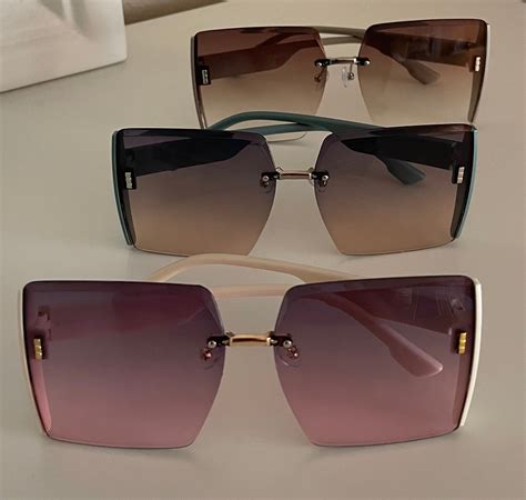 Stylish Oversized Rimless Square And Trendy Fashionable Sunglasses Etsy